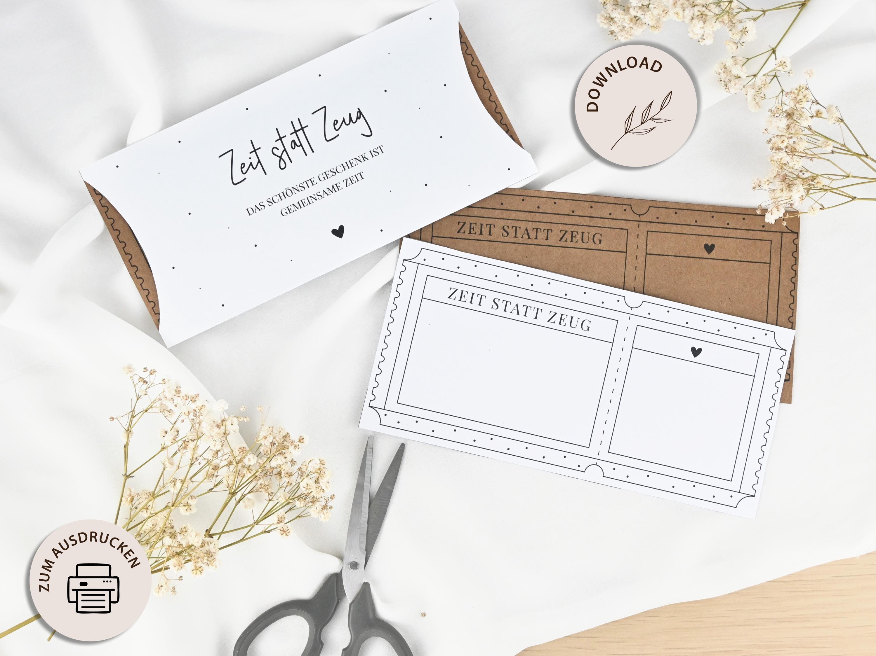 Zeit statt Zeug - Gutschein zum Ausdrucken - Gutschein DIN Lang - Last ...