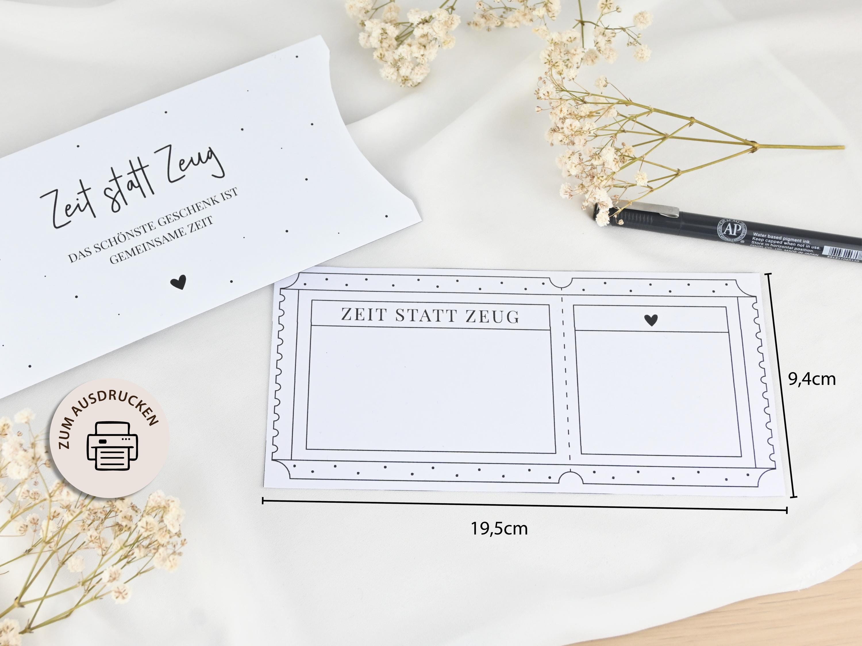 Zeit statt Zeug - Gutschein zum Ausdrucken - Gutschein DIN Lang - Last ...