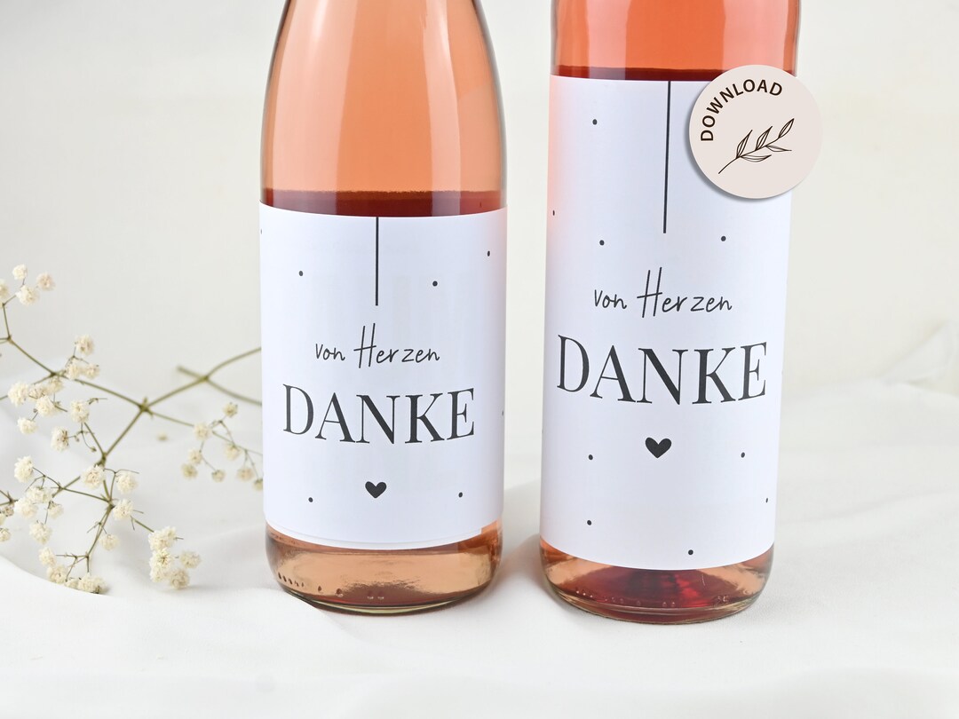 Thank You Wine Banderole, Thank You From the Heart Wine Label, Gift ...