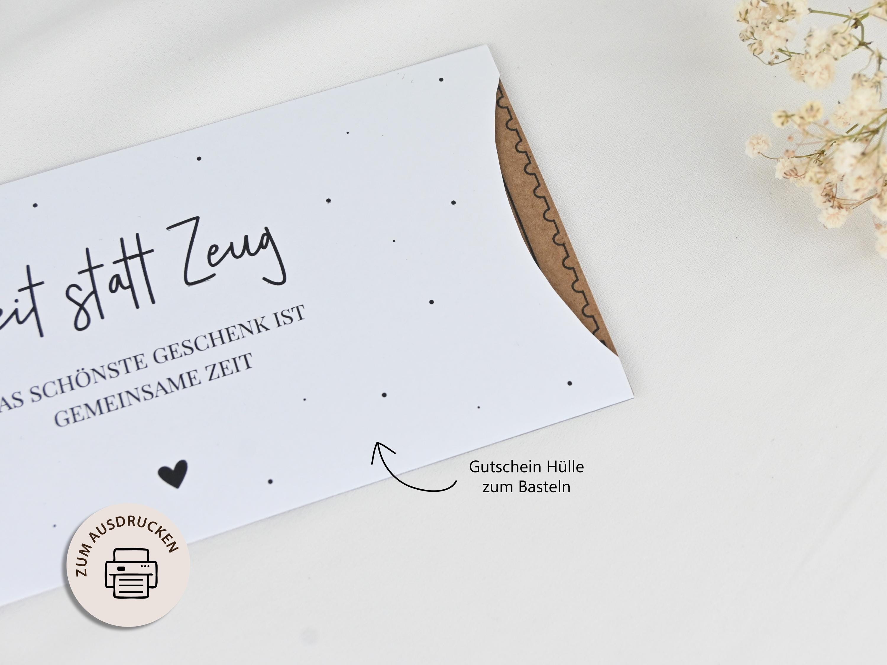 Zeit statt Zeug - Gutschein zum Ausdrucken - Gutschein DIN Lang - Last ...