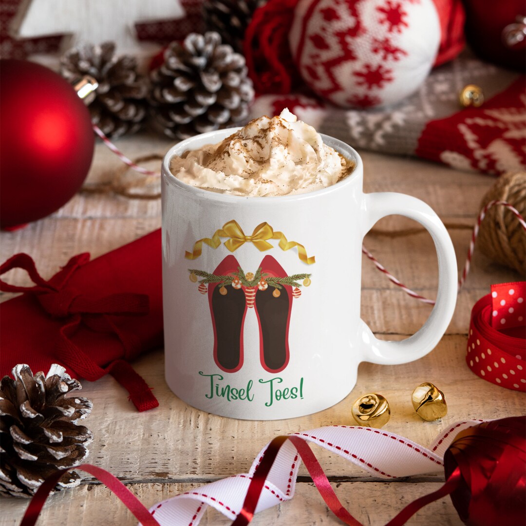 Tinsel Toes Mug – Cute Christmas Coffee Cup, Festive Ballet Slippers ...