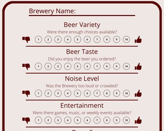 Beer Rating Sheet - Etsy