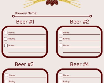Beer Tasting Sheet - Etsy