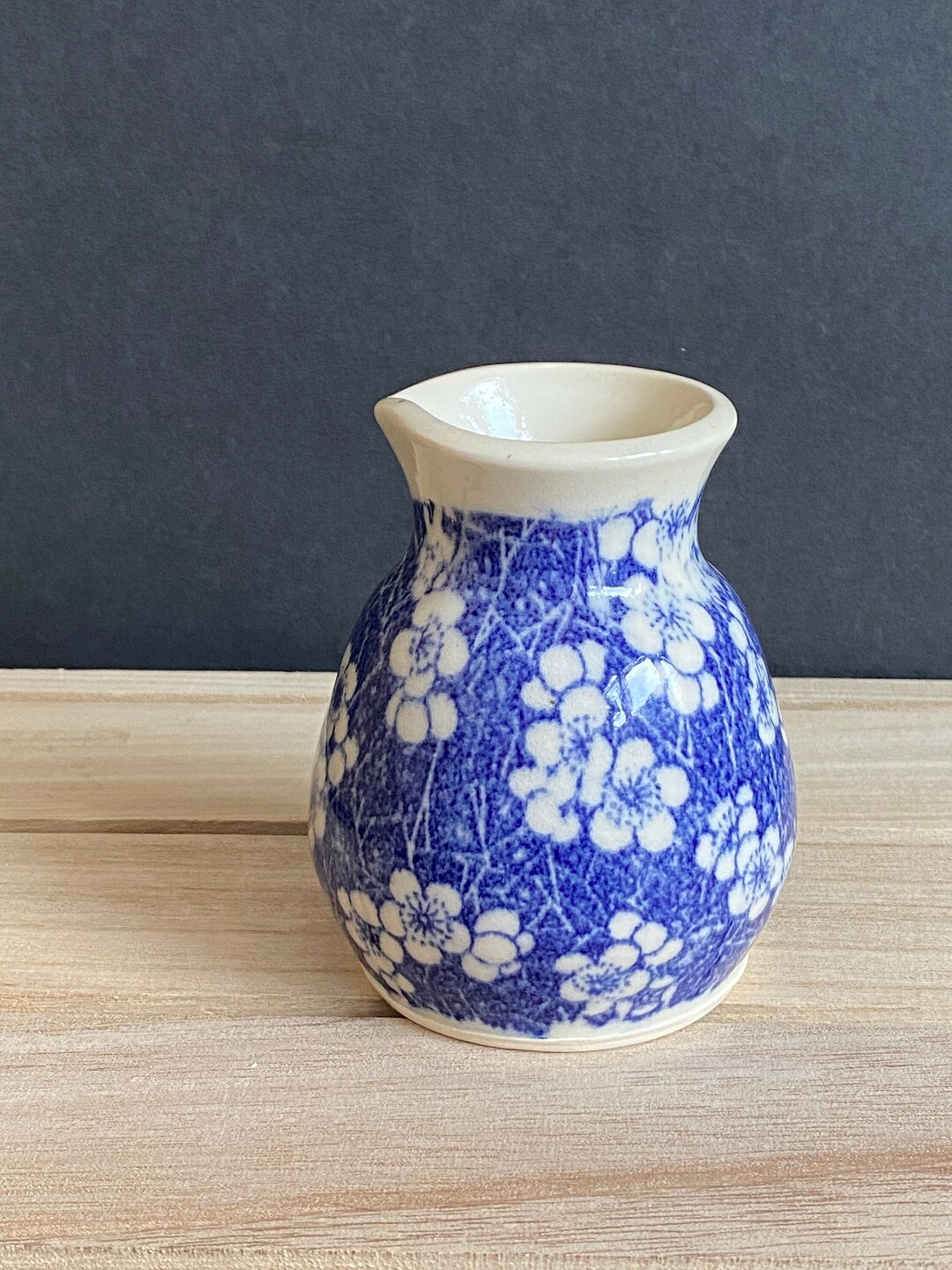 Small Saki Pitcher/craft - Blue Flowers - Etsy