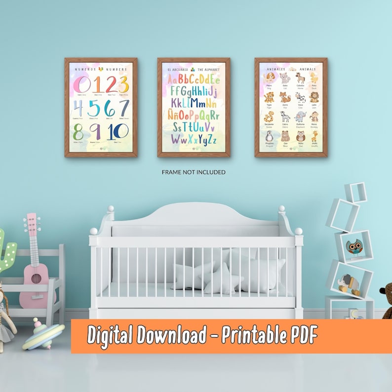 10 Bilingual English-spanish Educational Posters, Printable Dual ...