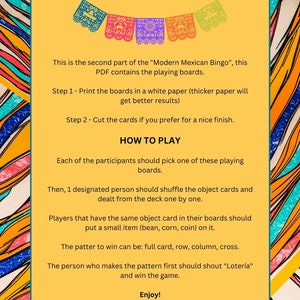 Modern Lotería Mexicana Bingo Game Spanish English Pdf Etsy