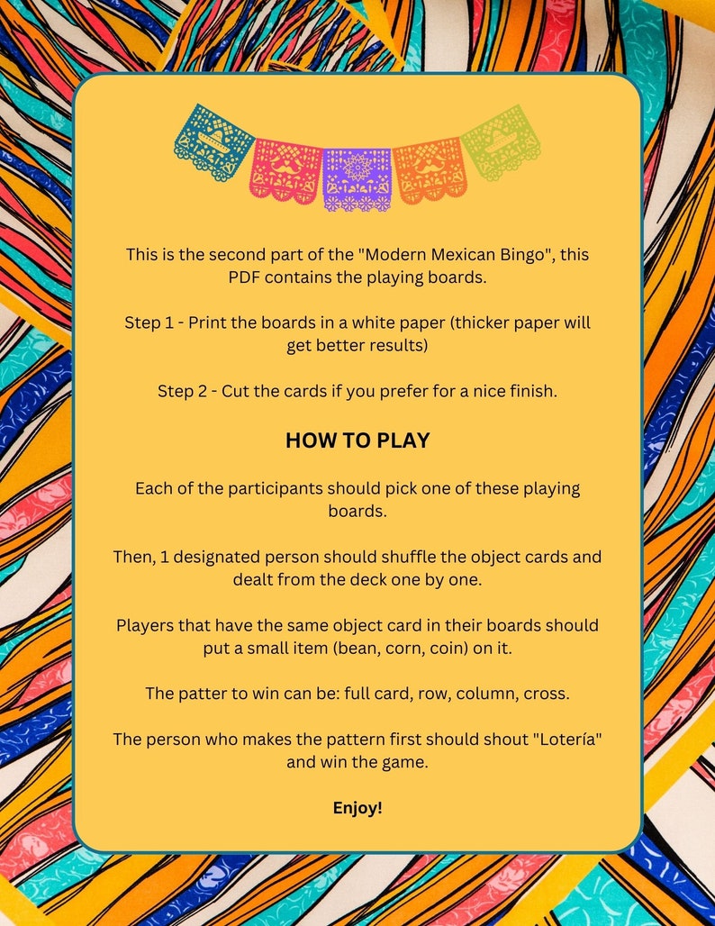 Modern Lotería Mexicana Bingo Game | Spanish & English (PDF) - Etsy