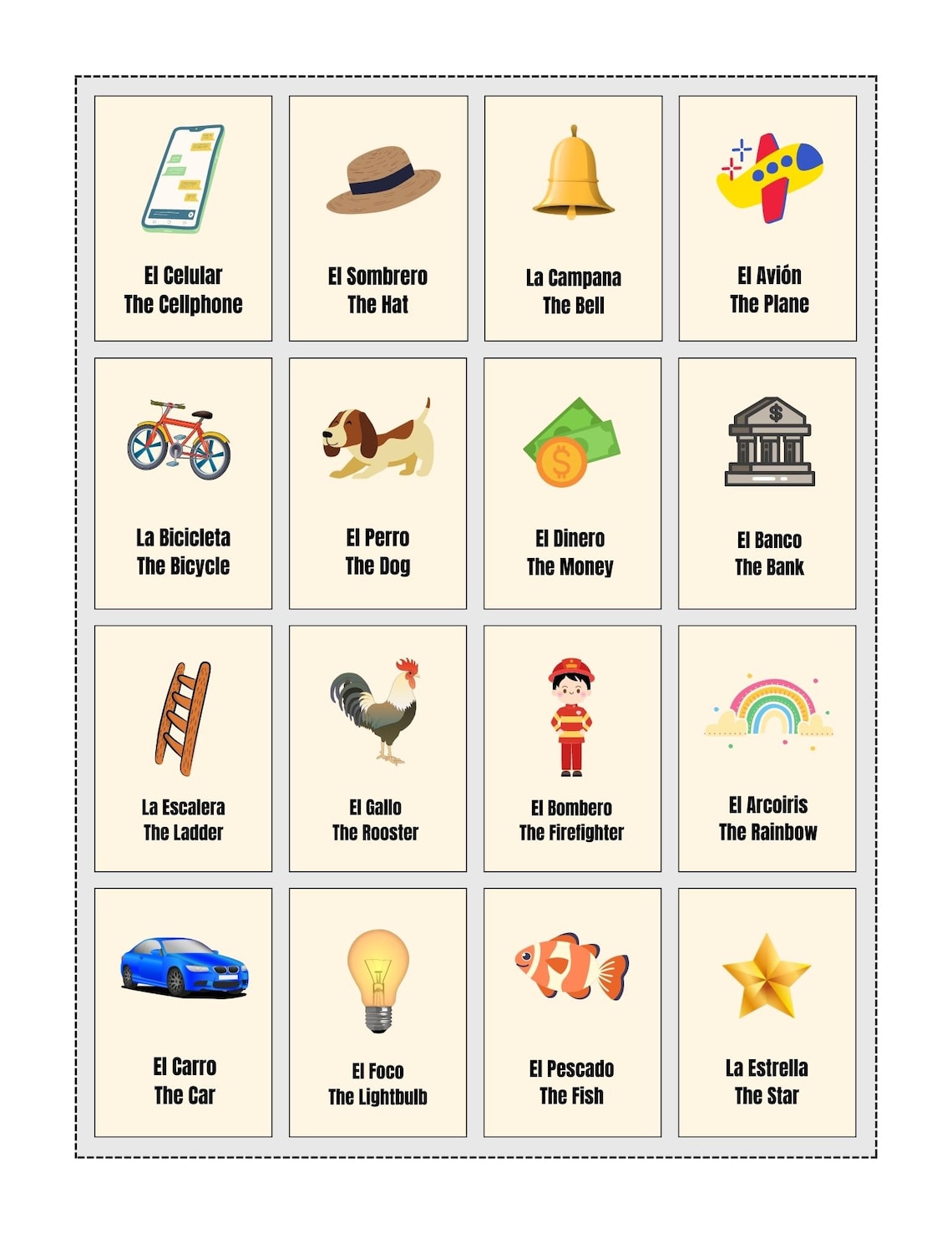 Modern Lotería Mexicana Bingo Game | Spanish & English (PDF) - Etsy