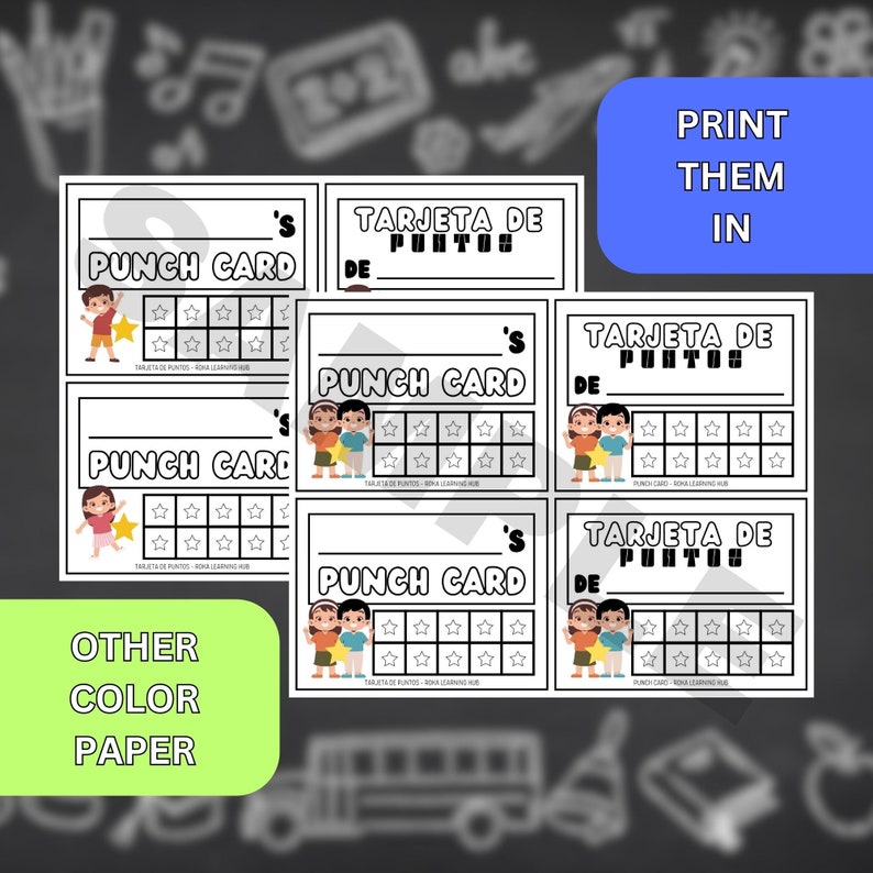 Printable Punch Card Template Design for School or Home, Tarjeta De ...