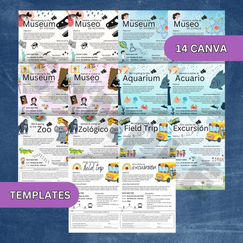 Bilingual Field Trip Museum Slip Permit Template, Permiso De Excursión ...