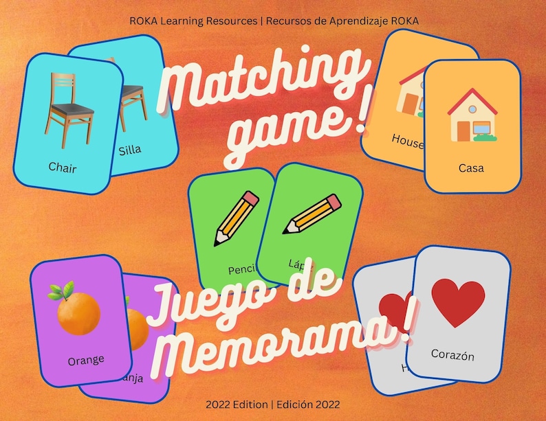 Juego De Memorama | Matching Game | Learn Spanish and English Playing a ...