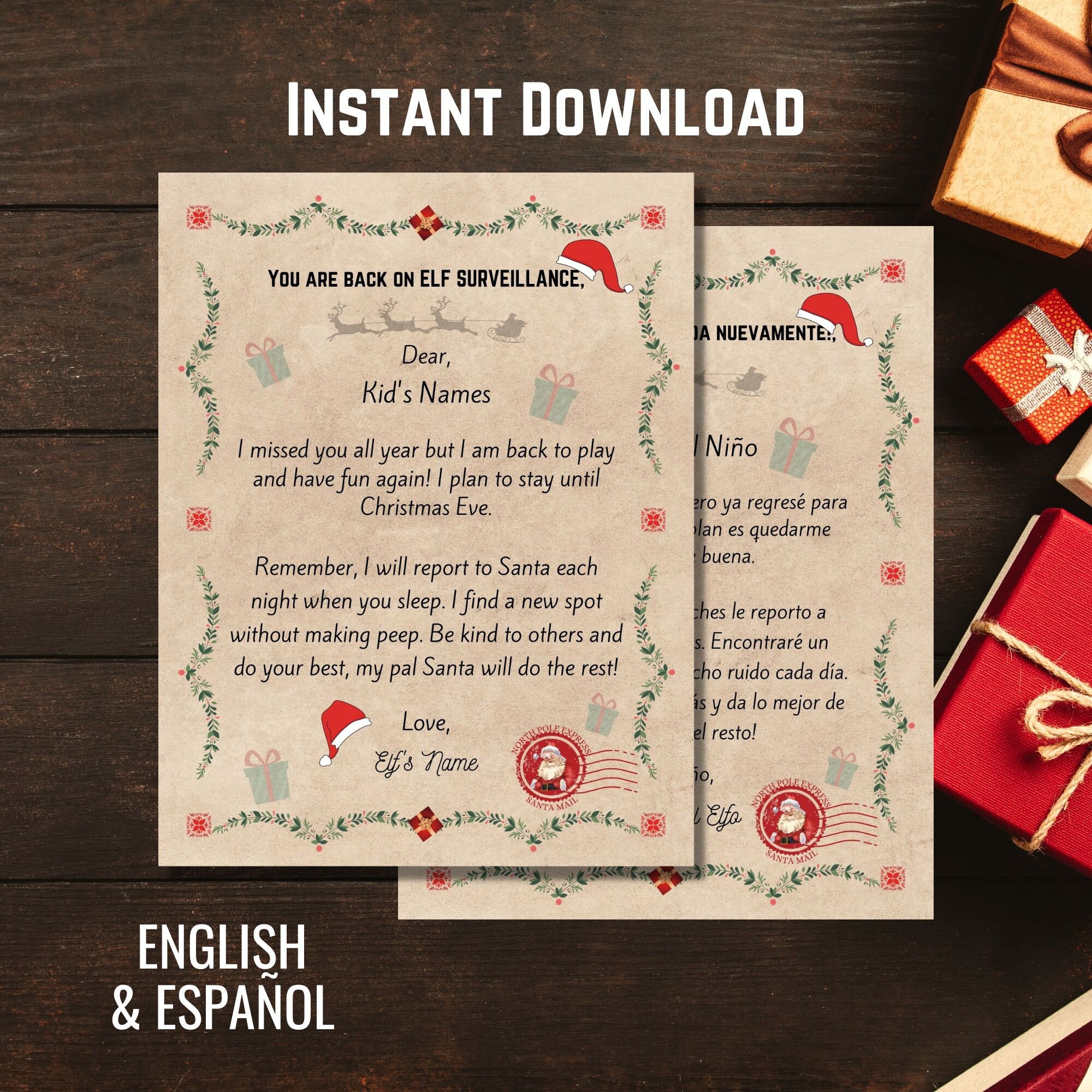 Elf Surveillance Letter Kids Letter From Elf Shelf Elf Letter Printable ...