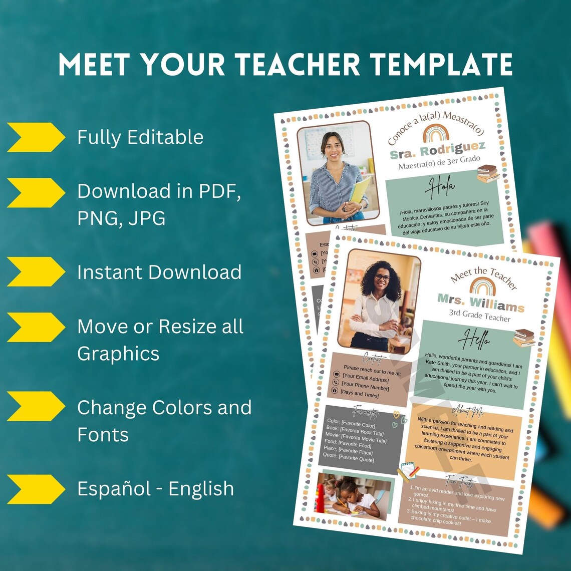 Bilingual Meet the Teacher Flyer Editable Template, Carta Conoce a La ...