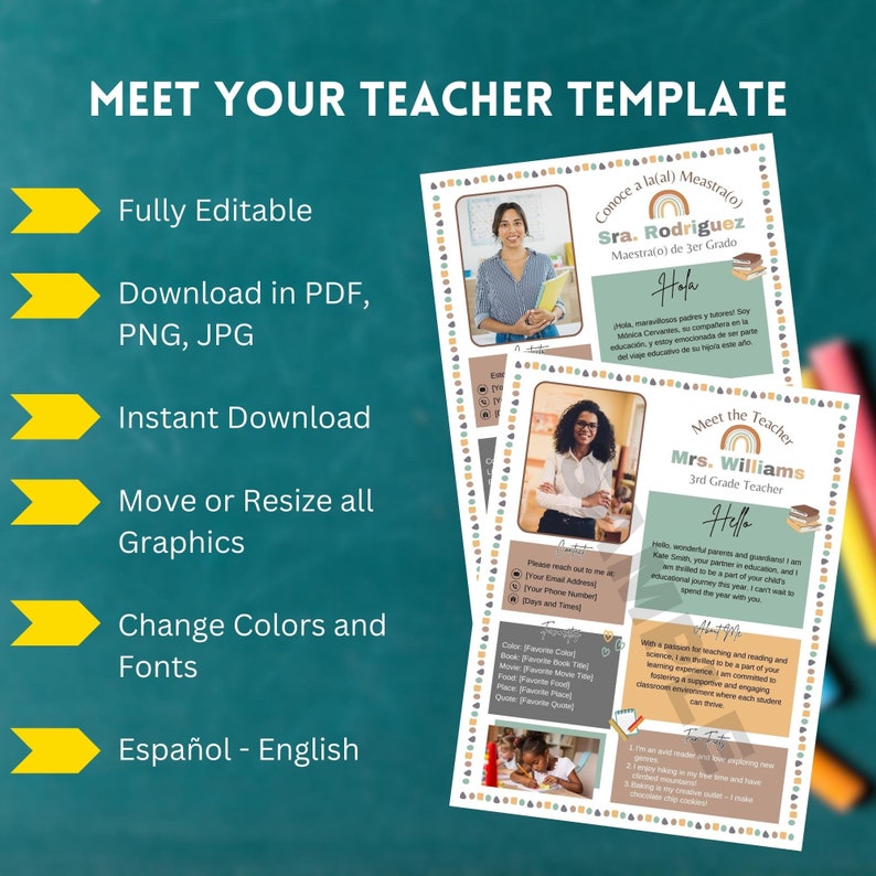 Bilingual Meet the Teacher Flyer Editable Template, Carta Conoce a La ...