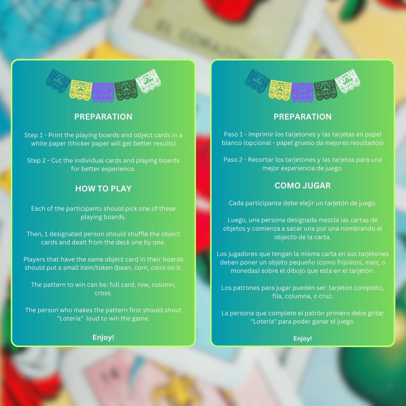 Traditional Mexican Loteria Bingo Game – School Safe (printable PDF) - Etsy