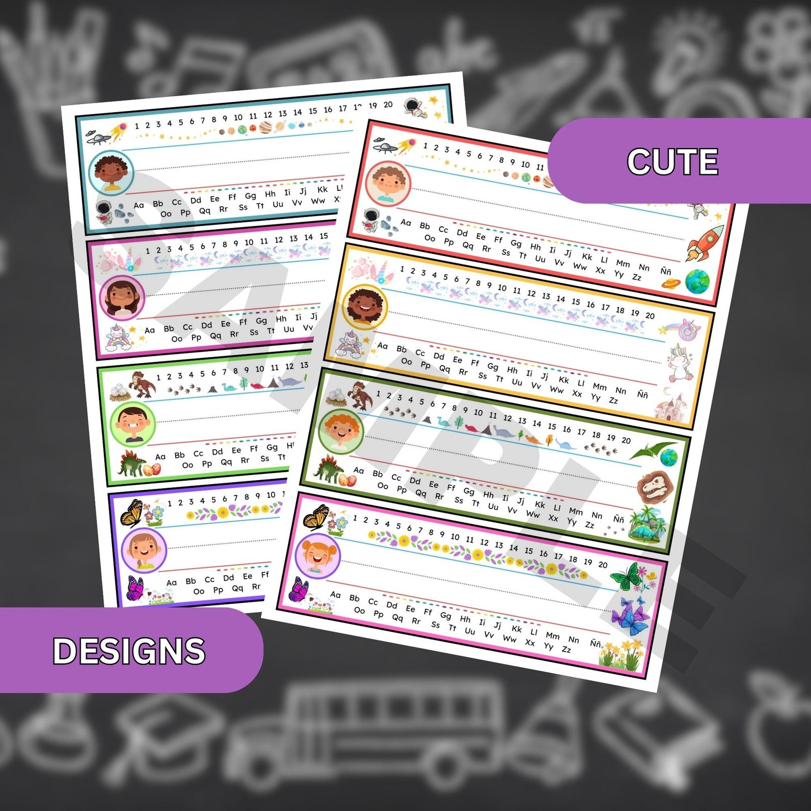 Printable Name Bilingual Labels and Desk Name Plates for School ...