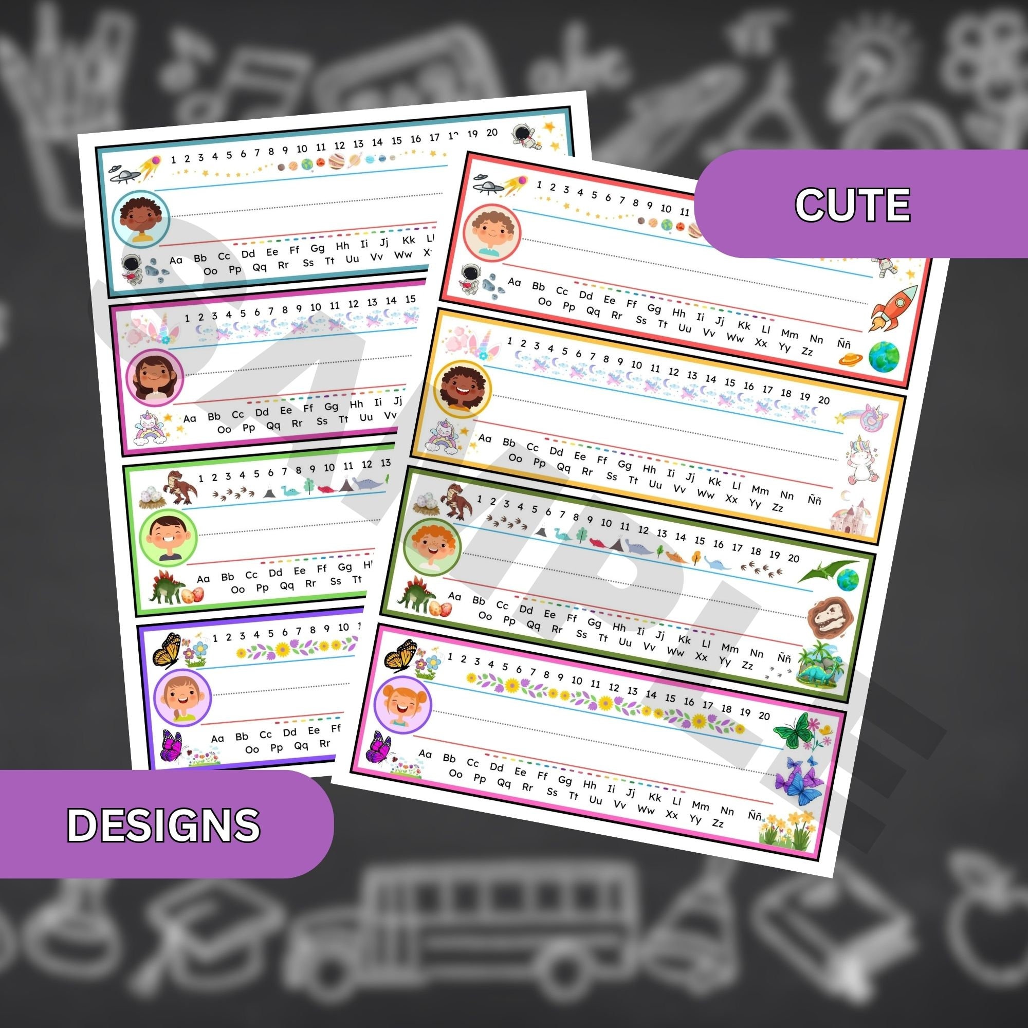 Printable Name Bilingual Labels and Desk Name Plates for School ...