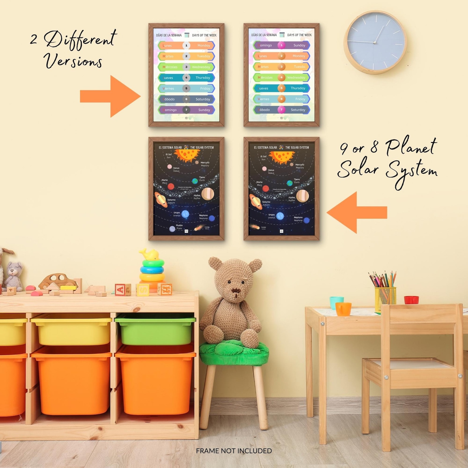 Printed Bilingual English-spanish Educational Posters, Dual Language ...