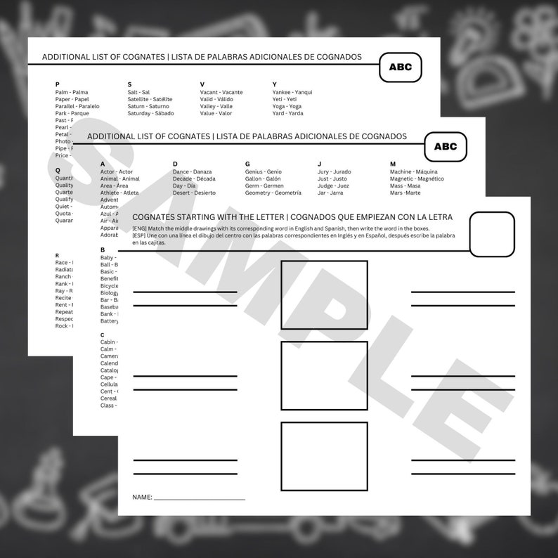 ABC of Cognates - Abcdario De Cognados | Worksheets - Hoas De Trabjo ...