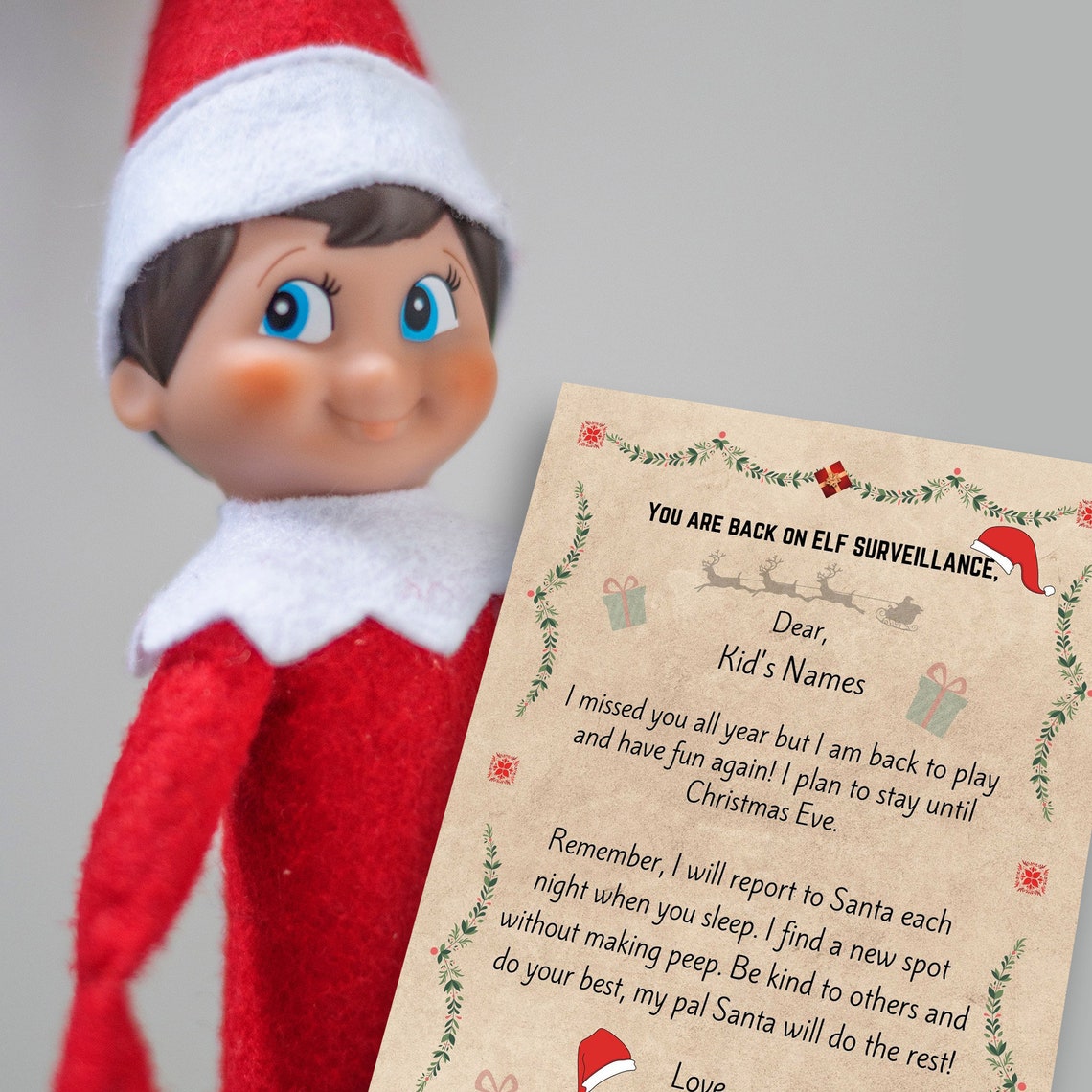 Carta de vigilancia de elfos / Carta para niños de Elf Shelf / Carta de ...