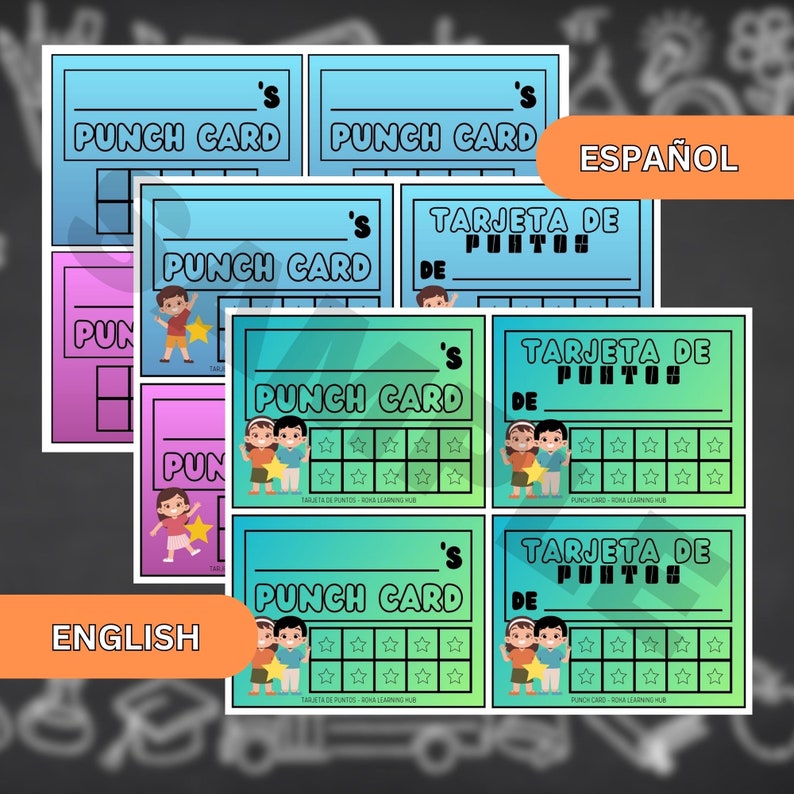 Printable Punch Card Template Design for School or Home, Tarjeta De ...