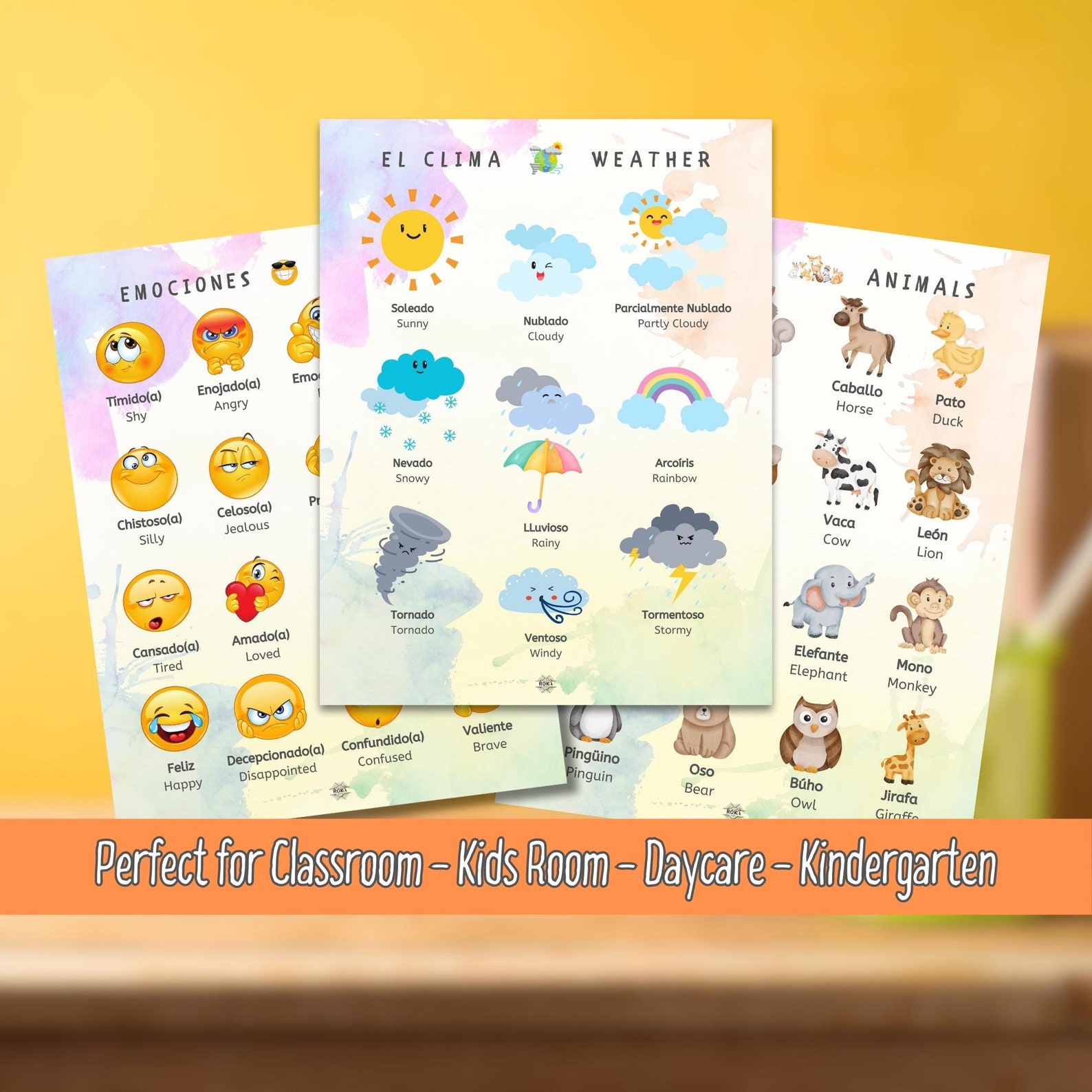 Printed Bilingual English-spanish Educational Posters, Dual Language ...
