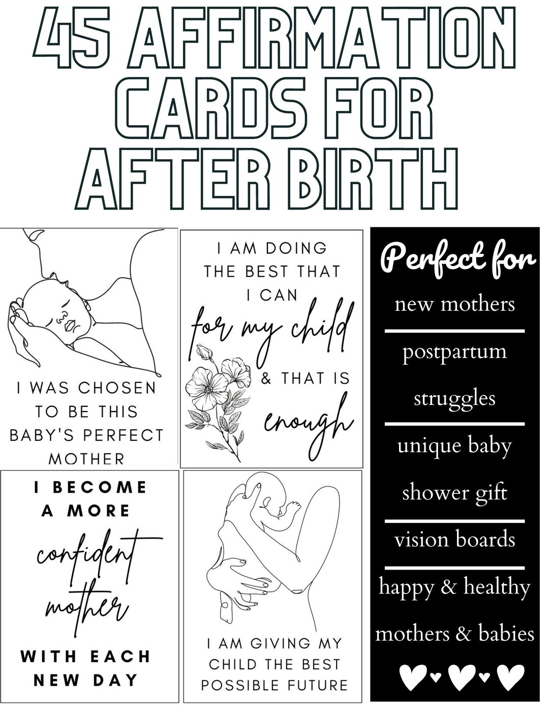45 Positive Affirmation Cards for After Birth Printable Download ...