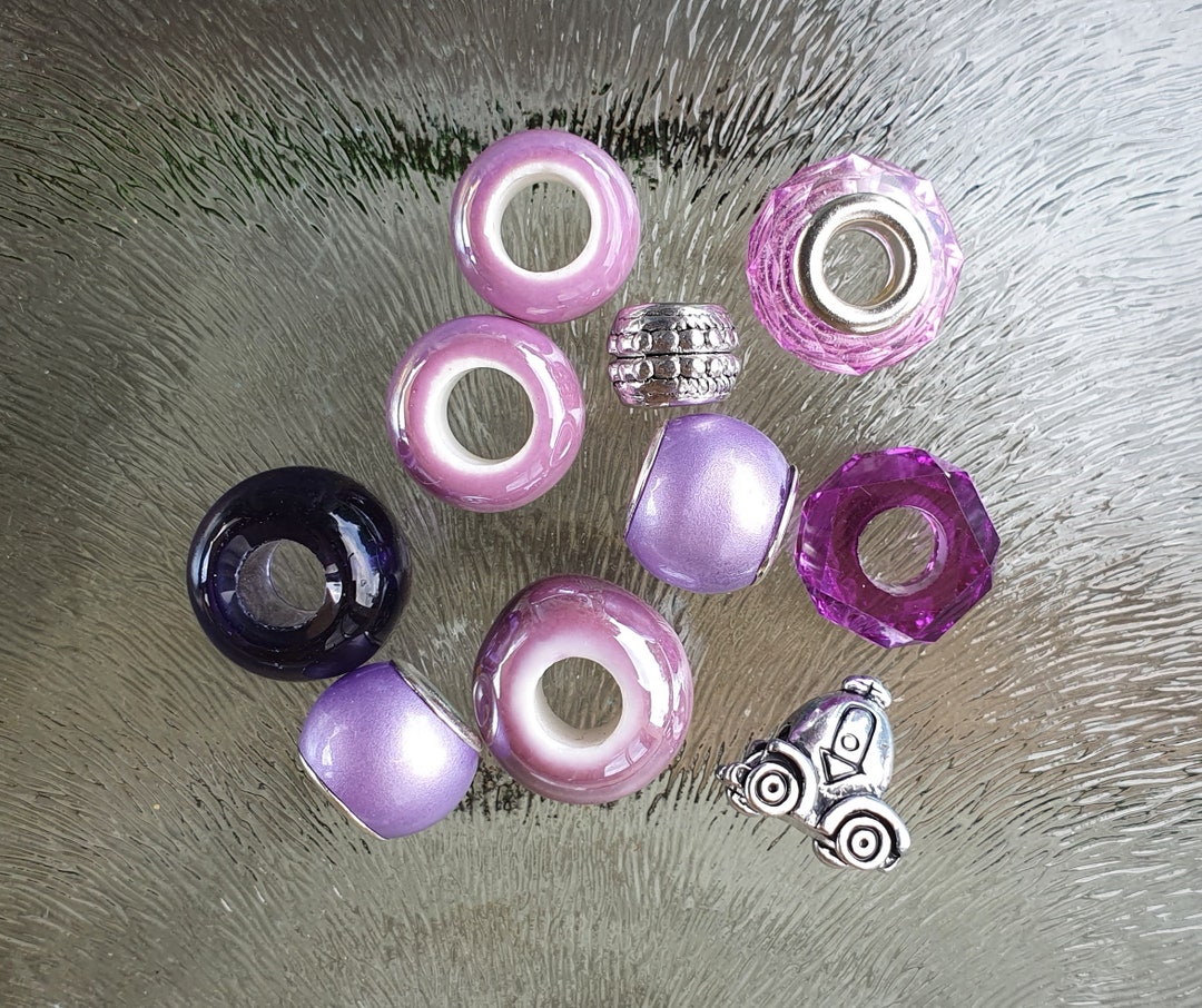 Bead Mix Beads With Large Hole, Purple/pink, per 10 Pieces - Etsy