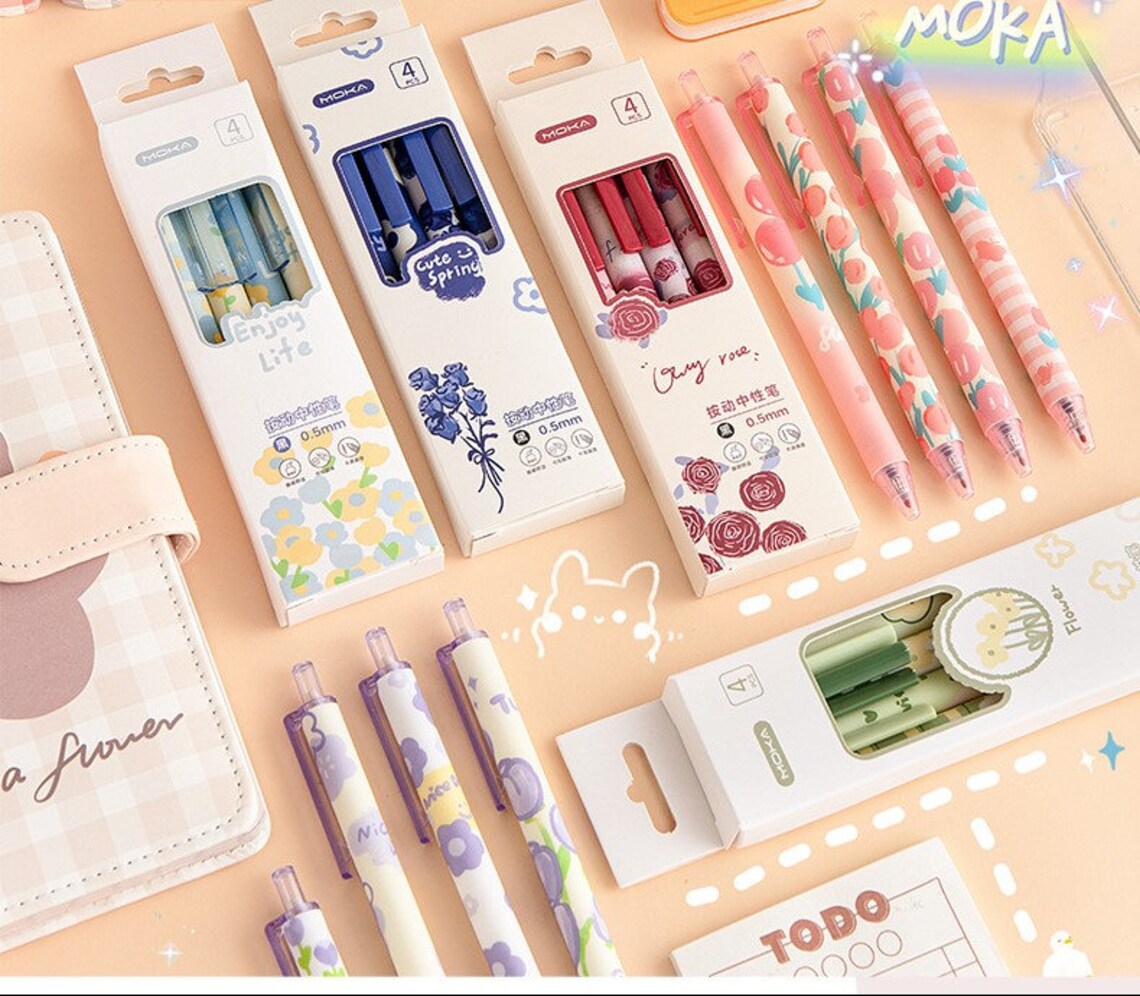 Cute Cartoon Flower Gel Pen Set Creative Student Water Pen Signature ...