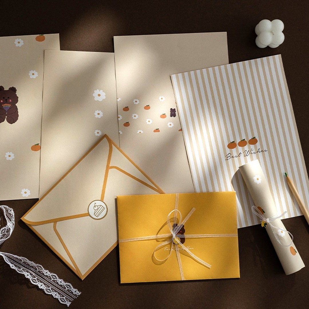 Japanese Fashion Letter Set Paper Two Envelopes Package Student Art ...