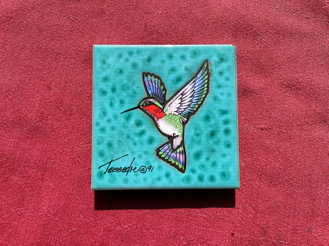 Hummingbird Ceramic Tiles, Hand Painted, Teissedre Designs, 1991 - Etsy