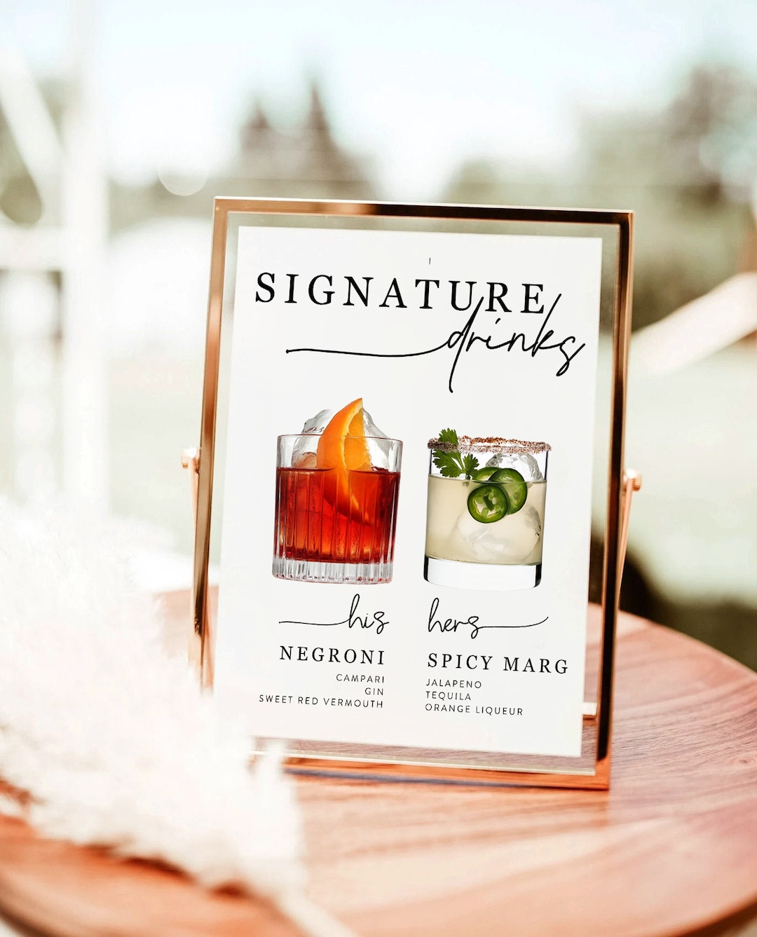 Signature Drink Sign, Minimalist Signature Drink Sign, Editable Bar ...