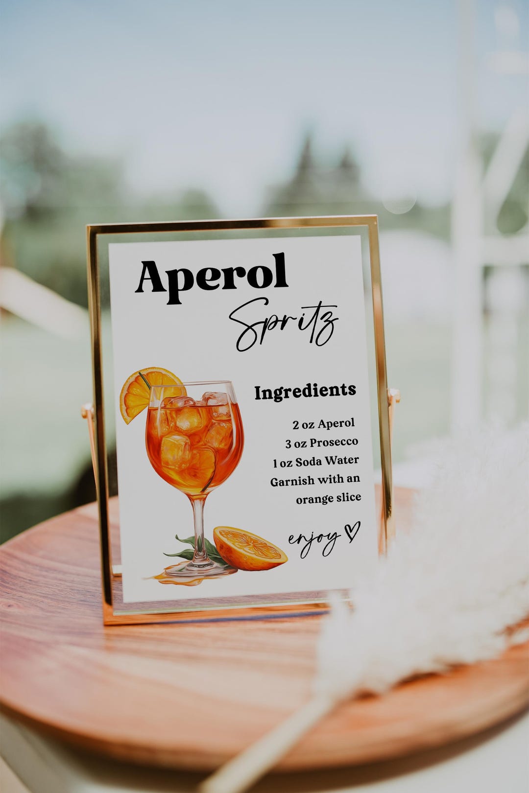 Signature Drink Aperol Spritz Recipe Card, Editable Make Your Own ...