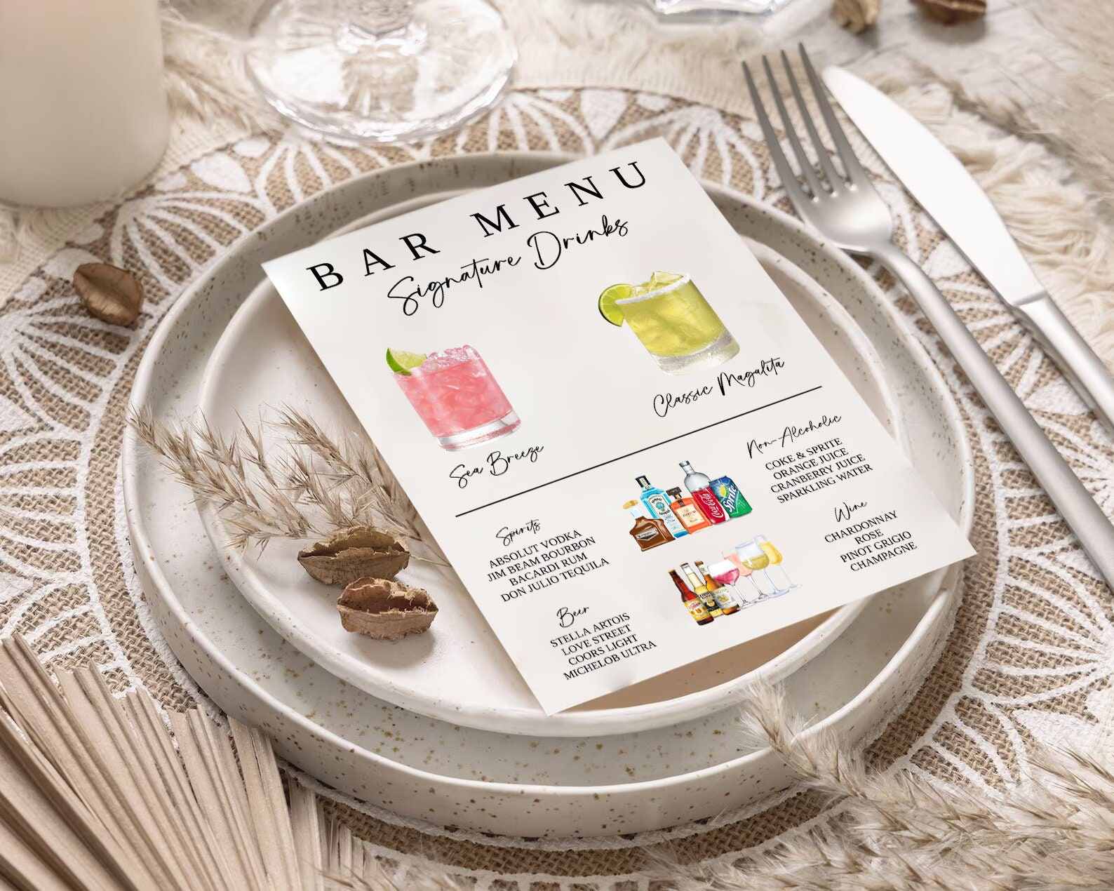 Bar Menu Template Modern Editable Drink Menu Minimalist - Etsy