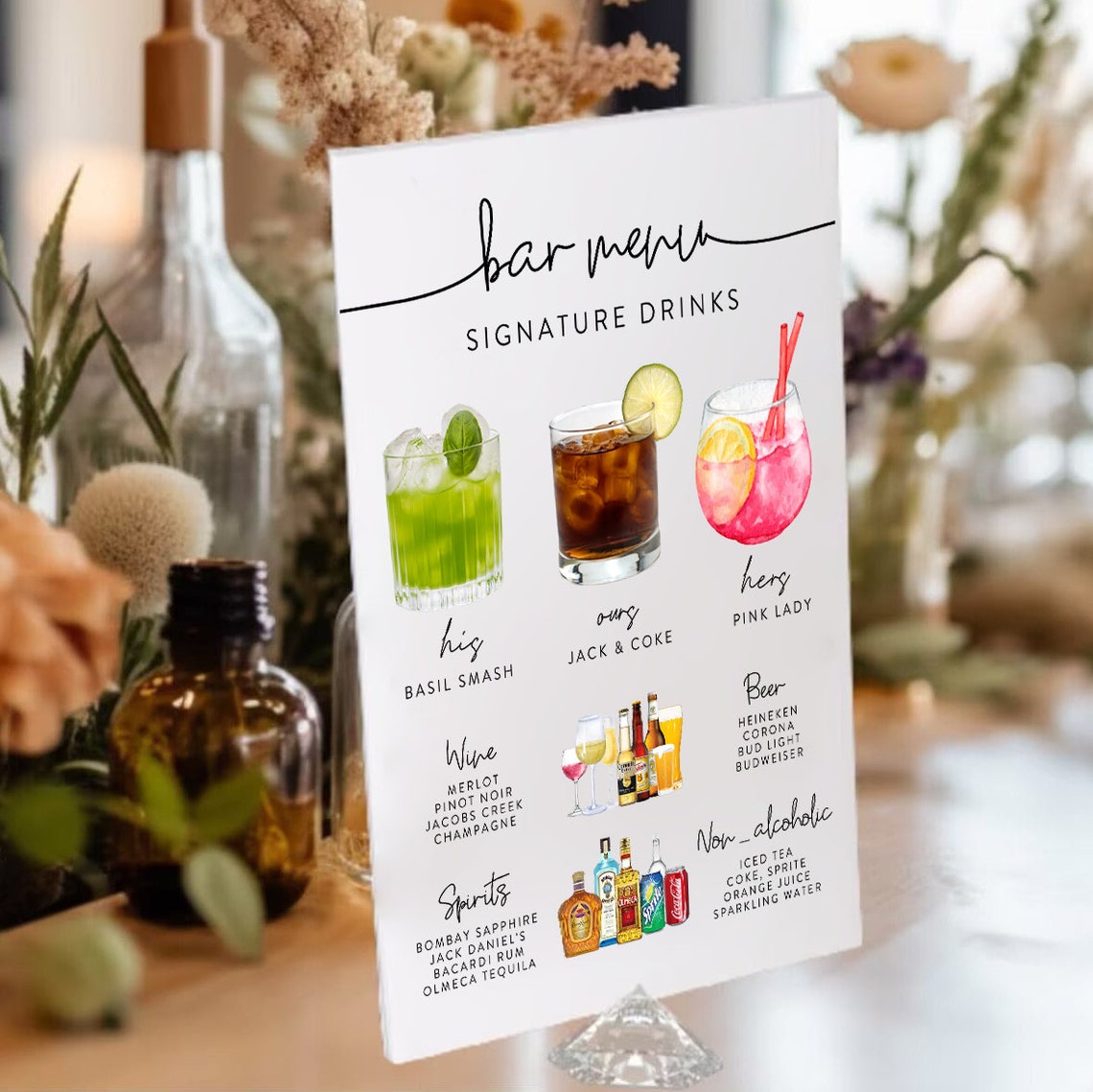 Bar Menu Signature Drinks, Editable Drinks Menu, Signature Drinks Bar ...