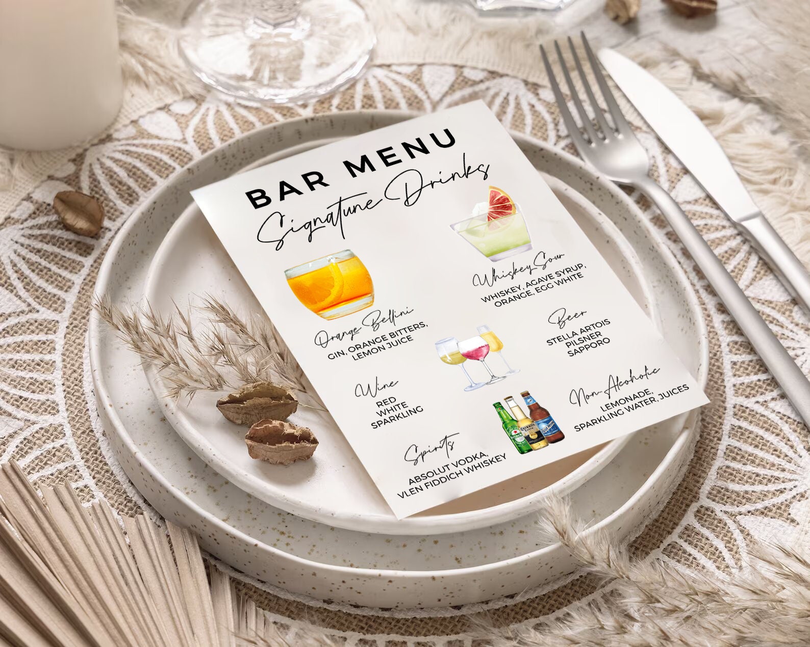 Signature Drinks Sign, Bar Menu Template, Modern Editable Drink Menu ...