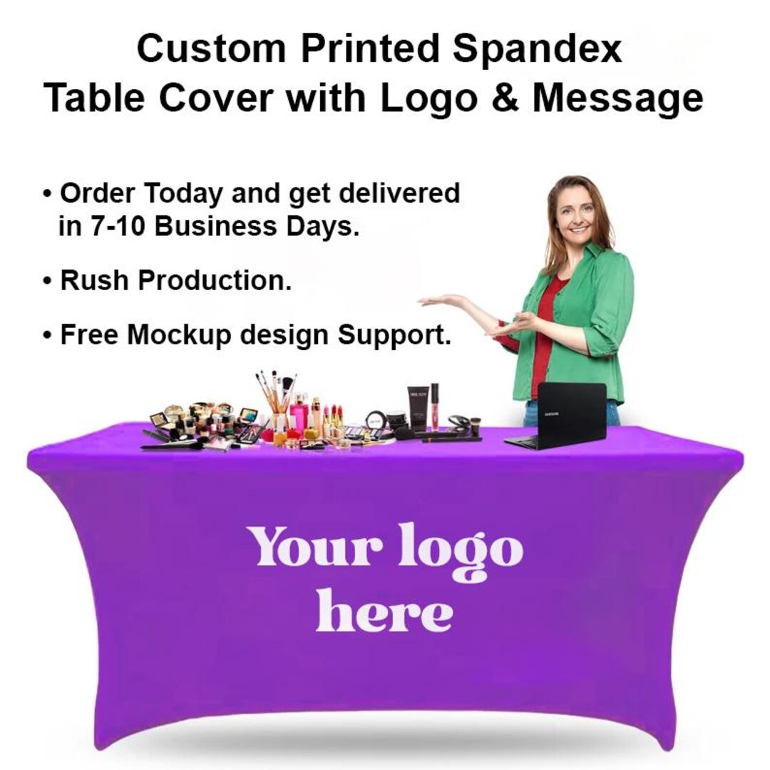 Custom Table Cloth With Logo, Custom Stretch Tablecloth, Spandex Table ...
