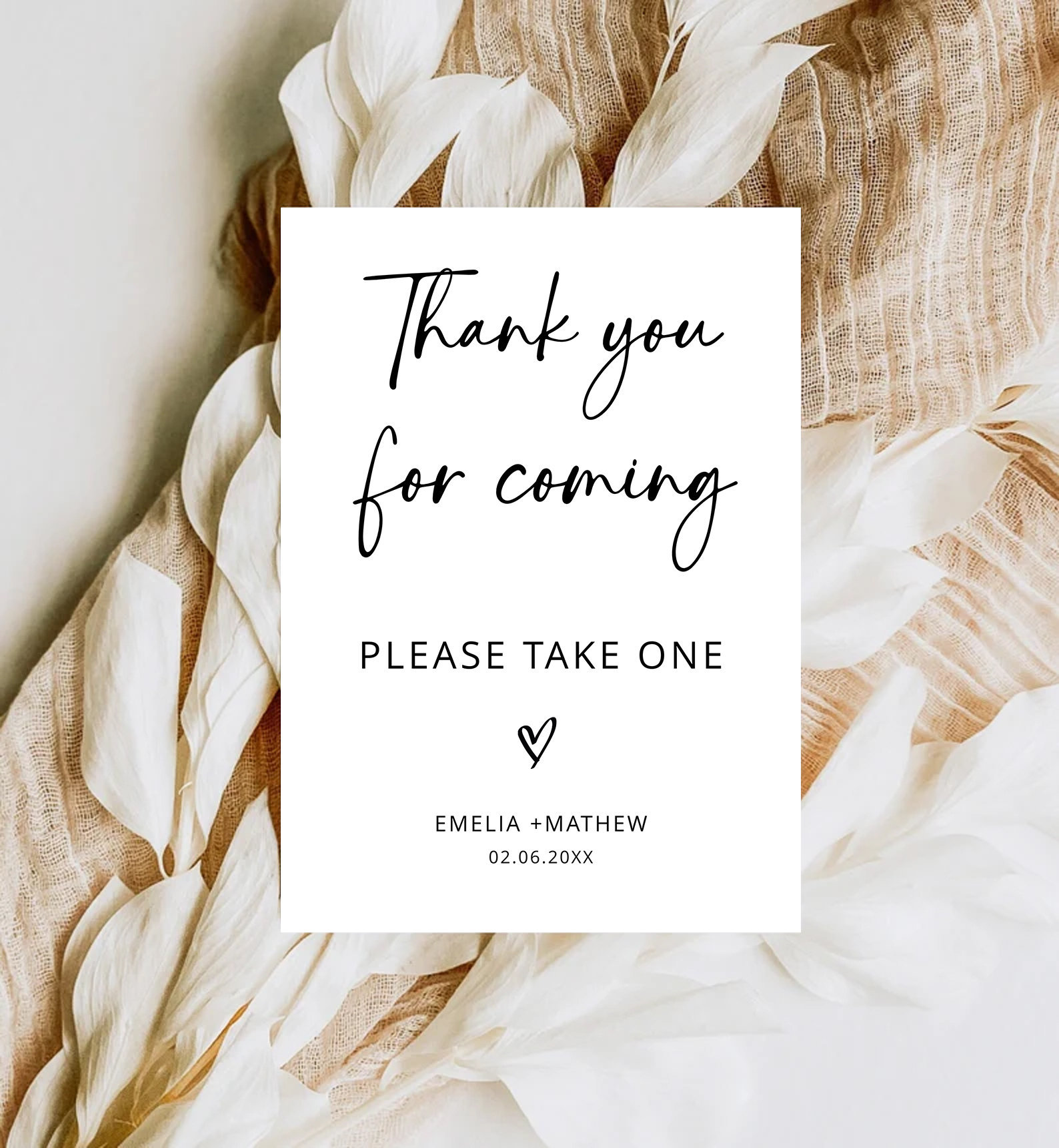 Thank You for Coming Please Take One Sign Modern Minimalist Wedding ...