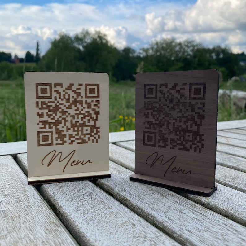 Custom Wooden QR Codes Menu, Wifi, Payqonic, Social Media - Stylish ...