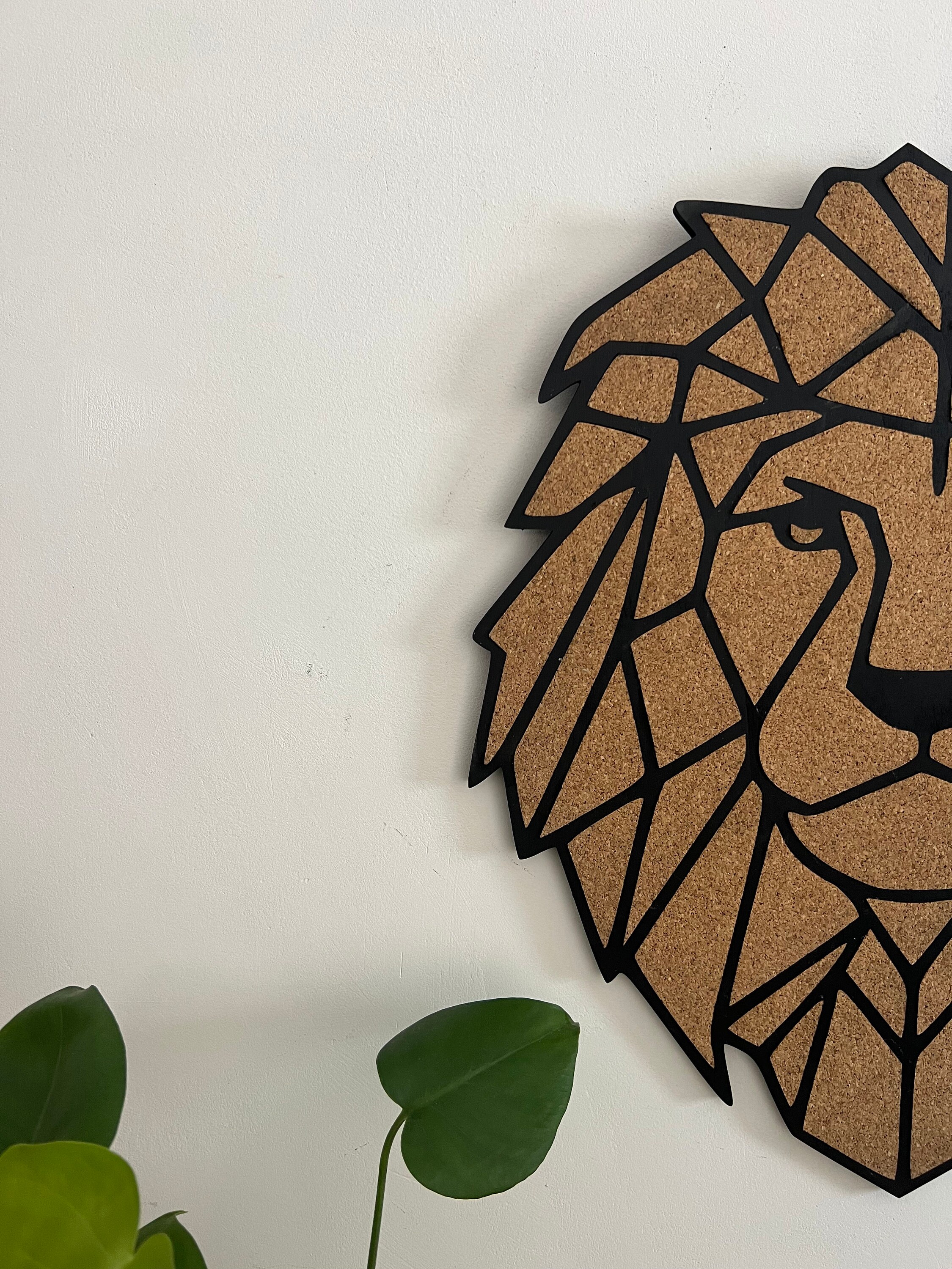 Geometric Lion Pinboard / Corkboard / Memoboard; Minimalistic Handmade ...