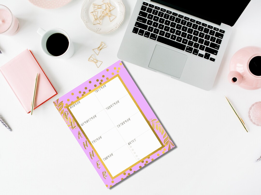 Pink and Gold Weekly Planner - Etsy