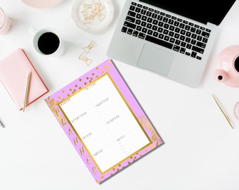 Pink and Gold Cute Girly Weekly Planner - Etsy