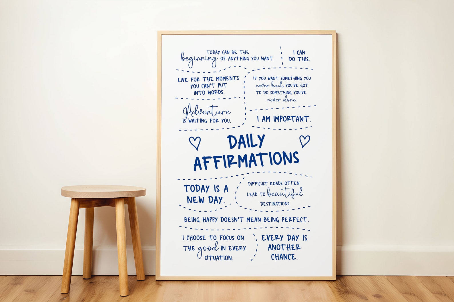 Positive Affirmations - Blue, Daily Affirmations, Wall Art Prints ...