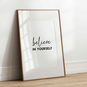 Believe in Yourself, Positive Affirmation Poster, Mental Health Poster ...