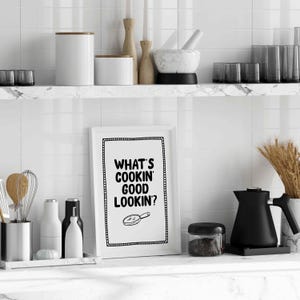 What's Cookin' Good Lookin' Aesthetic Kitchen Decor Cute Cooking Art ...