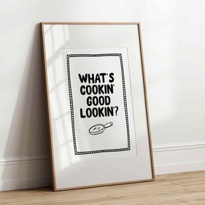 What's Cookin' Good Lookin' Aesthetic Kitchen Decor Cute Cooking Art ...