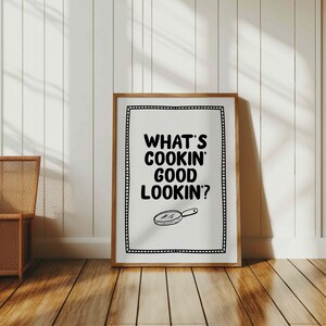What's Cookin' Good Lookin' Aesthetic Kitchen Decor Cute Cooking Art ...