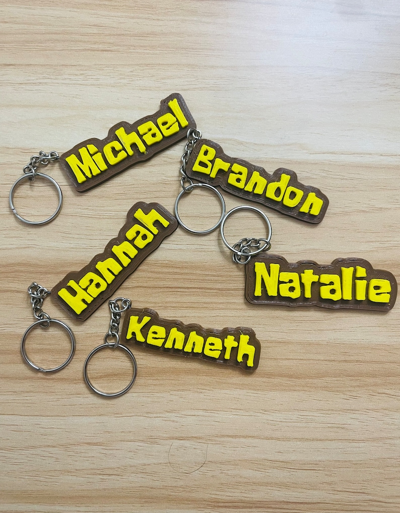 Spongebob Font Personalized Keychains Two Color 3D Printed - Etsy