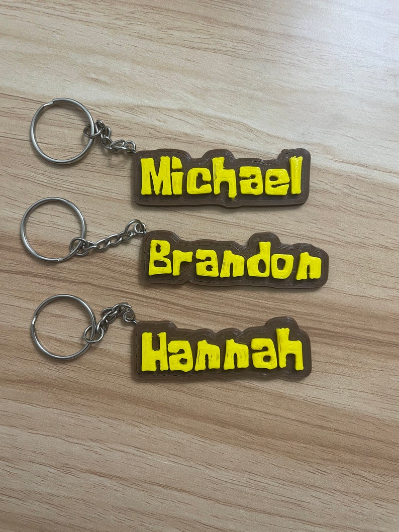 Spongebob Font Personalized Keychains Two Color 3D Printed Keychains ...