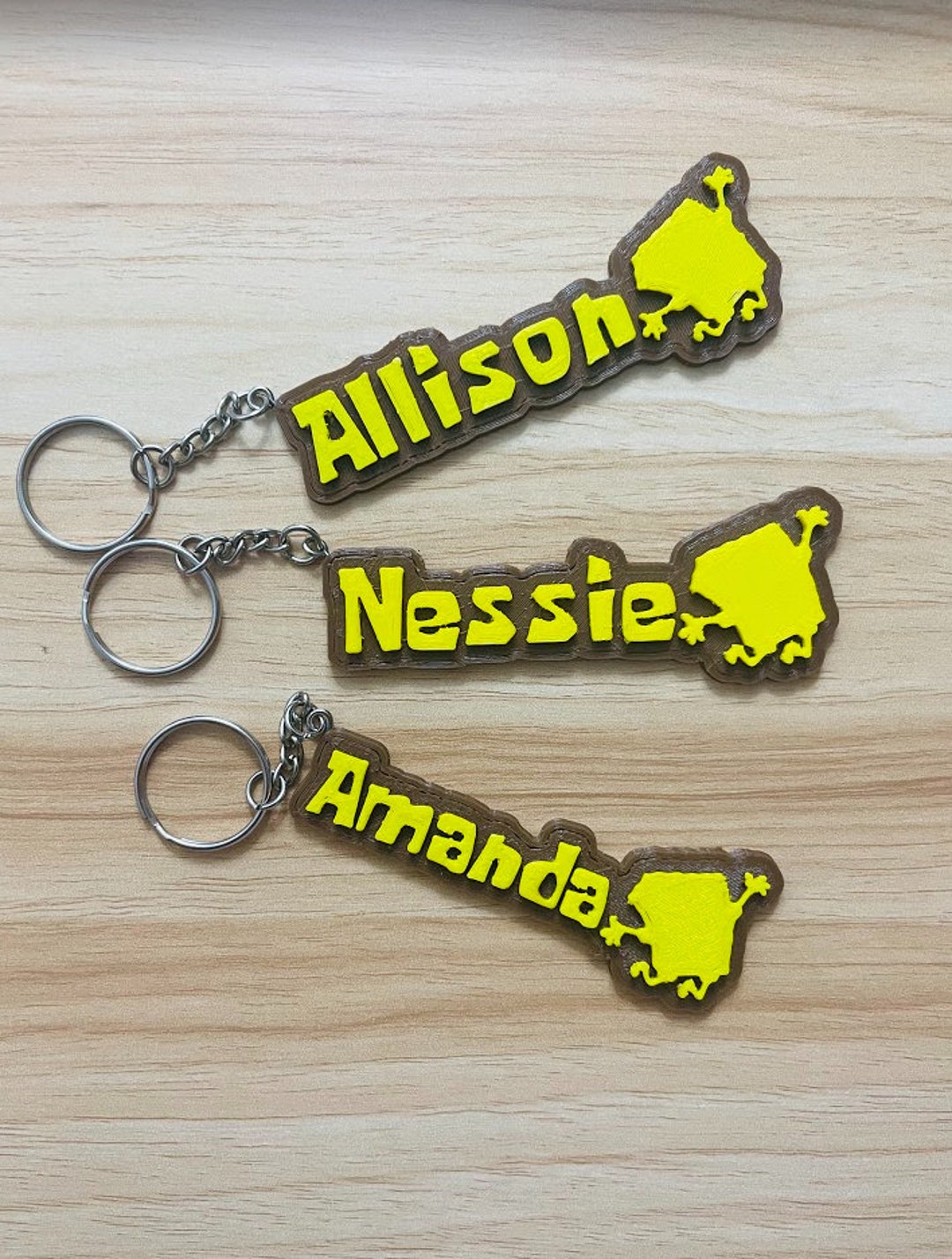 Spongebob Font Personalized Keychains Two Color 3D Printed Keychains ...